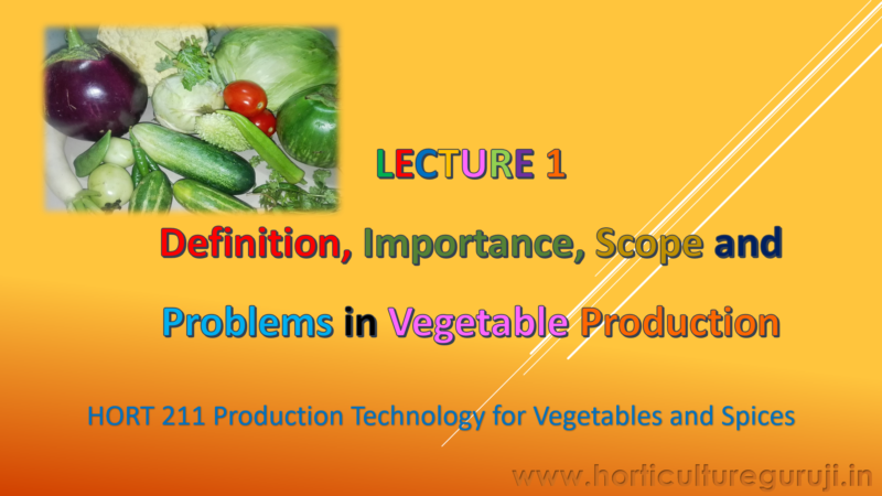 Definition, Importance, Scope and Problems of Vegetable Production PPT - Horticulture Guruji