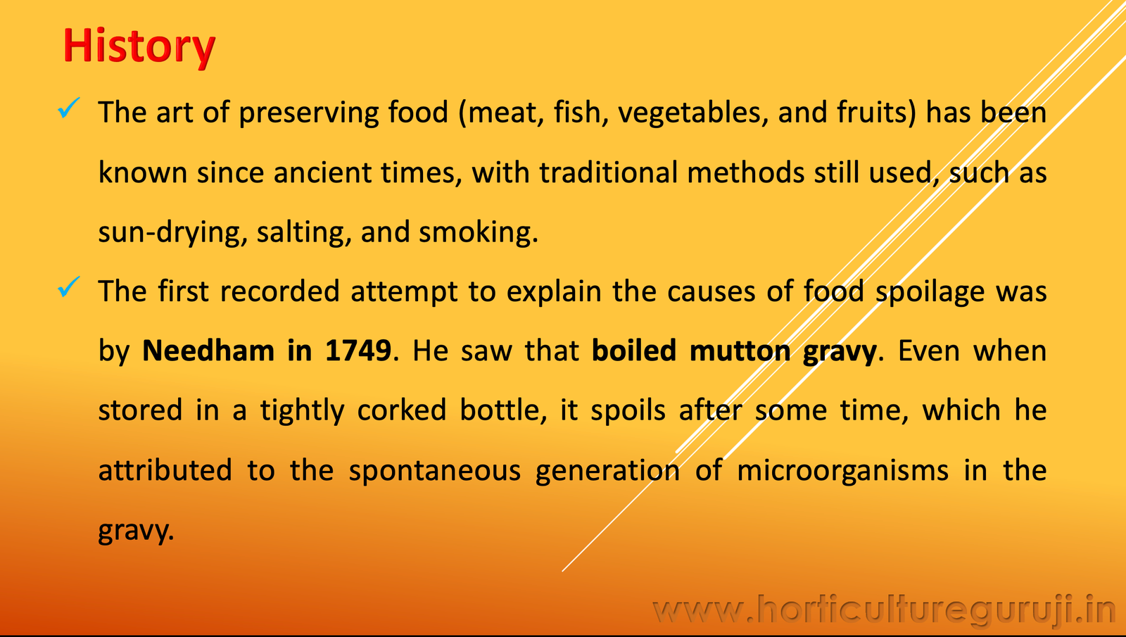 History and Status of Food Preservation PPT - Horticulture Guruji